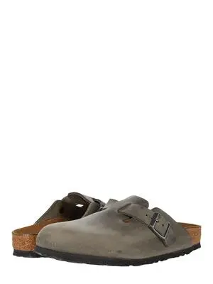 BIRKENSTOCK Birkenstock Boston Soft Footbed Oiled Leather Clogs Gray