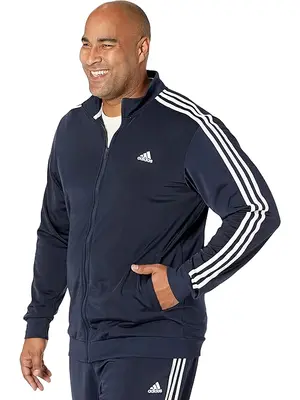 Adidas Essentials 3-stripes Tricot Track Jacket Men's Coat Black/black Navy