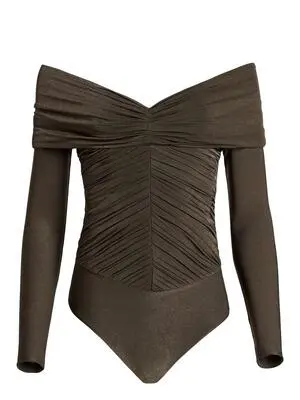 KHAITE The Panza Off-Shoulder Bodysuit