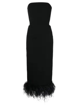 16Arlington Strapless Feather-trim Dress - Black