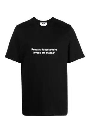 MSGM Slogan-print Cotton T-shirt - Black