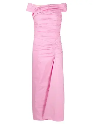 Dsquared2 Ruched Off-shoulder Midi Dress - Pink