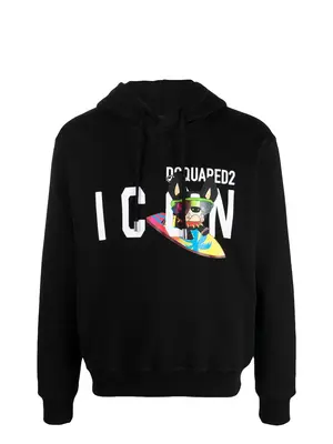 Dsquared2 Logo-print Drawstring Hoodie - Black