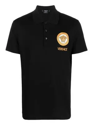 Versace Medusa Cotton Polo Shirt - Black
