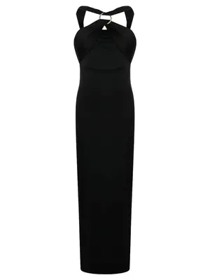 Attico Draped Halterneck Gown - Black