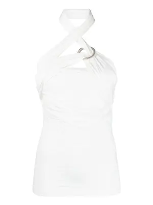 Attico Draped Halterneck Top - White