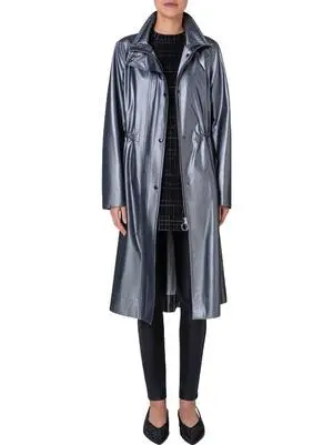 Akris Dot Pattern Water Repellent Trench Coat - Black Silver