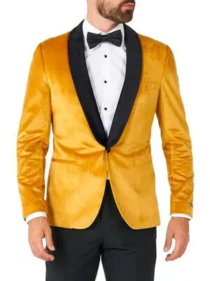 Opposuits Deluxe Gold Velvet Dinner Jacket - Orange