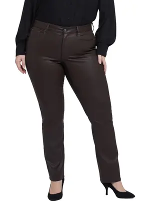 NYDJ Marilyn Straight Leg Jeans Coffee Bean Coated