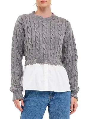 ENGLISH FACTORY English Factory Layered Cable Sweater