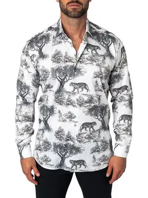 MACEOO Fibonacci Regular Fit Kingdom Button-up Shirt - White