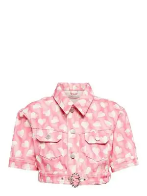 Alessandra Rich Printed Cropped Jacket - Pink