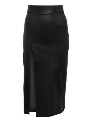 Stouls Lea Leather Midi Skirt - Black