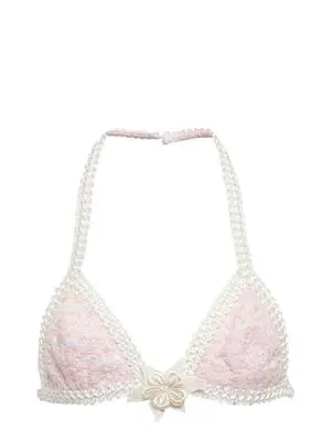 ALESSANDRA RICH Embroidered Cotton-Blend Lurex® Bra