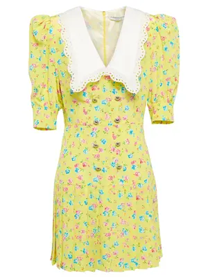 Alessandra Rich Floral Silk Minidress - Multicoloured