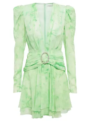 Alessandra Rich Belted Mini Dress - Green