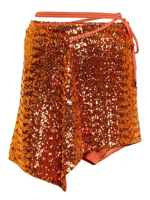 Attico Wrap-around Waist Mini Skirt - Orange