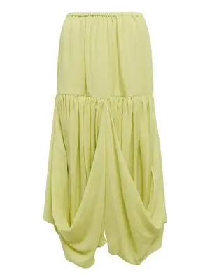 THE ROW Olwen Draped Silk Midi Skirt - Yellow