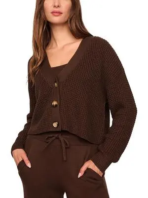 Eberjey Cropped Cardigan Sweater - Chocolate