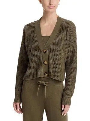 Eberjey Cropped Cardigan Sweater - Smokey Olive