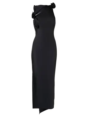 Coperni Floral-appliqué Maxi Dress - Black