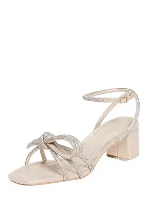 LOEFFLER RANDALL Mikel Leather Bow Mid-heel Sandals - Cappuccino
