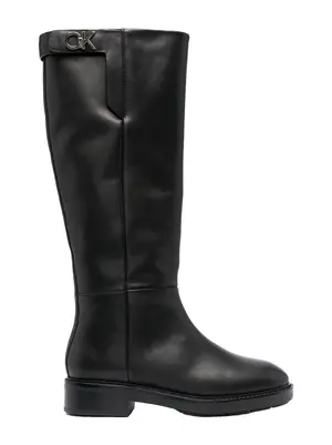 Calvin Klein Plaque Knee-high Boots - Black
