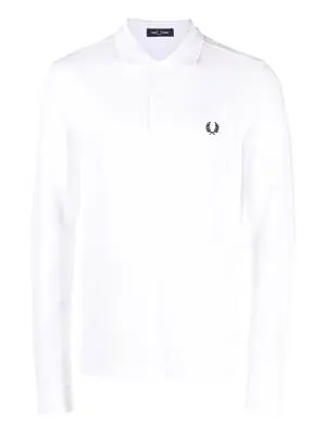 Fred Perry Crest-motif Polo Shirt - White