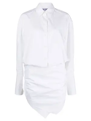 Attico Ruched-front Shirtdress - White