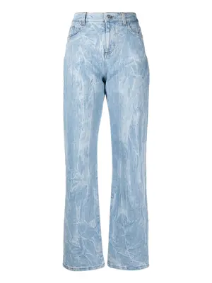 Stella McCartney Crinkle-effect Straight-leg Jeans - Blue