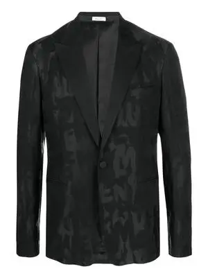 Alexander McQueen All-over Logo-print Blazer - Black