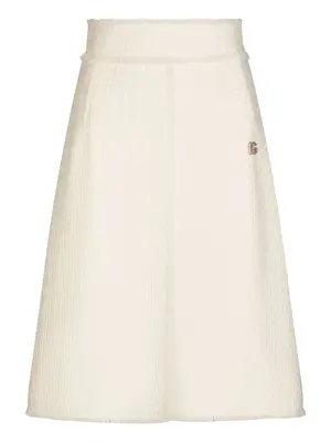 Dolce & Gabbana Front-slit Tweed Midi Skirt - White