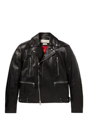 Alexander McQueen Slim-fit Zip-detailed Leather Biker Jacket - Black