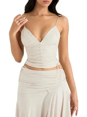 House Of Cb Antonella Lace-up Corset - Off-white