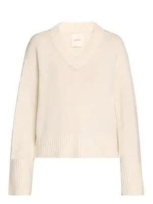 LISA YANG Lisa Yang Aletta V-Neck Cashmere Knit Sweater Cream