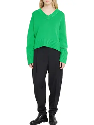 LISA YANG Lisa Yang Aletta V-Neck Cashmere Knit Sweater Spring Green