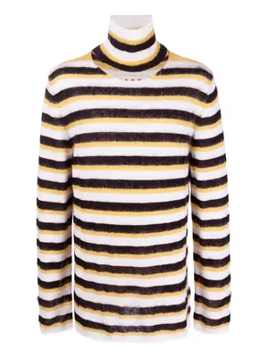 Marni Striped Roll-neck Jumper - White