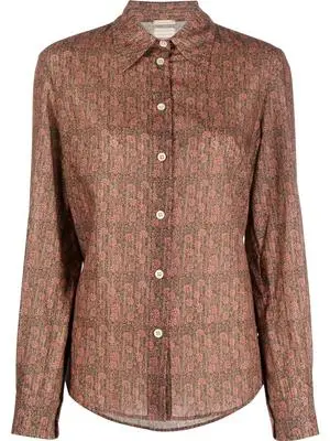 Massimo Alba Floral Print Cotton-cashmere Blend Shirt - Grey
