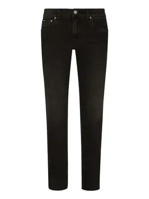 Dolce & Gabbana Logo Appliqué Skinny Jeans - Black