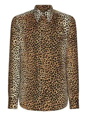 Dolce & Gabbana Leopard-print Long-sleeve Shirt - Brown