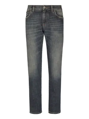 Dolce & Gabbana Logo-appliqué Skinny Jeans - Blue