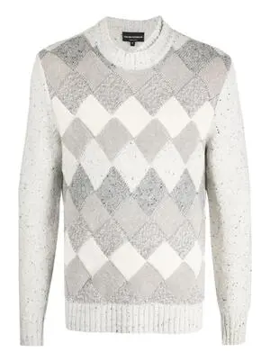 Emporio Armani Argyle-check Jumper - Grey