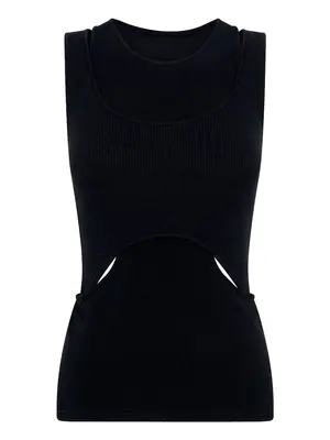 DION LEE Interlink Cut-out Tank Top - Black