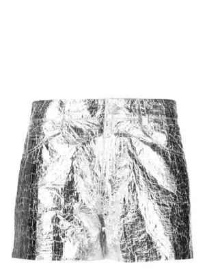 Monse Metallic Mini Shorts - Silver