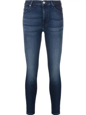 7 For All Mankind Faded Skinny Jeans - Blue