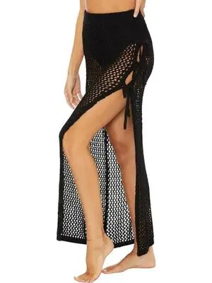 Beach Riot Deborah Crochet Midi Skirt Black