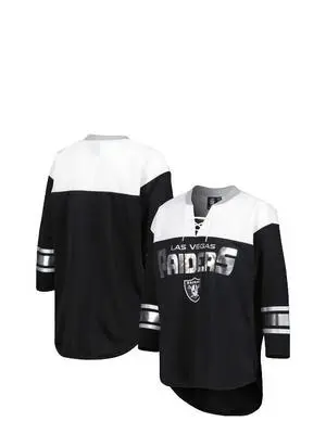G-III 4HER BY CARL BANKS Las Vegas Raiders 3/4-sleeve Lace-up T-shirt - Black