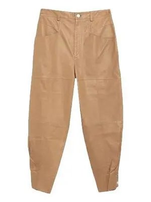 Isabel Marant Lambskin Leather Tapered Pants - Beige