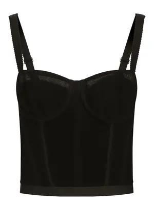 Dolce & Gabbana Draped Tulle Corset Top - Black