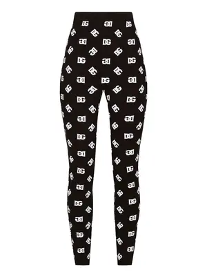 Dolce & Gabbana Dg-logo Jacquard Leggings - Black